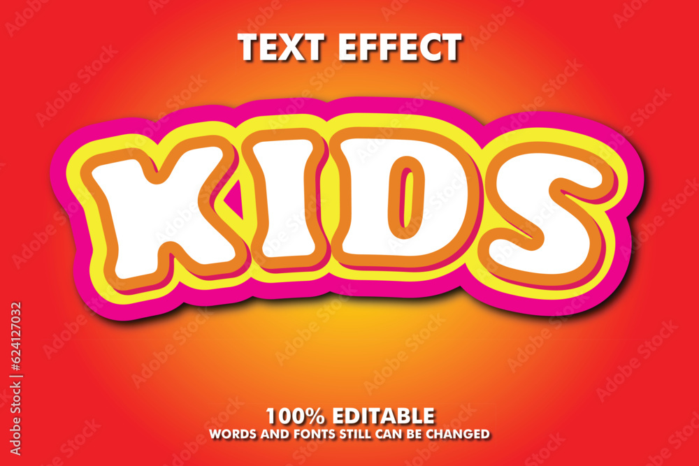 vector kids text effect editable template, kids text, fun font, kids ...