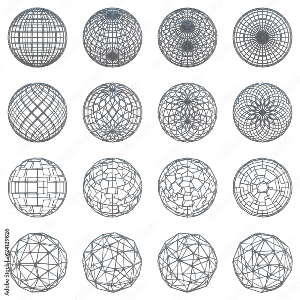 Set of gray globes, Set of 3d sphere with transparent background, PNG ...