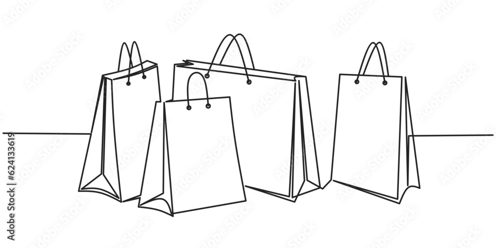 Shopping bag line art vector illustration Stock Vector | Adobe Stock