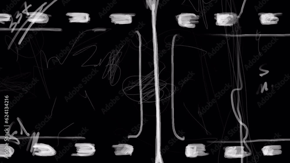 Doodle cinematic retro film with white damage on black screen. Stock ...
