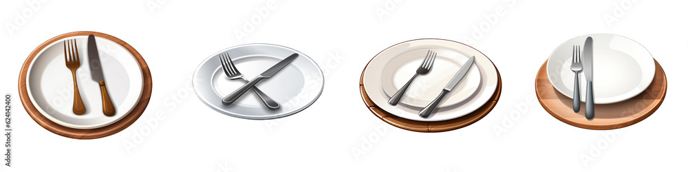 Plate and Cutlery clipart collection, vector, icons isolated on ...