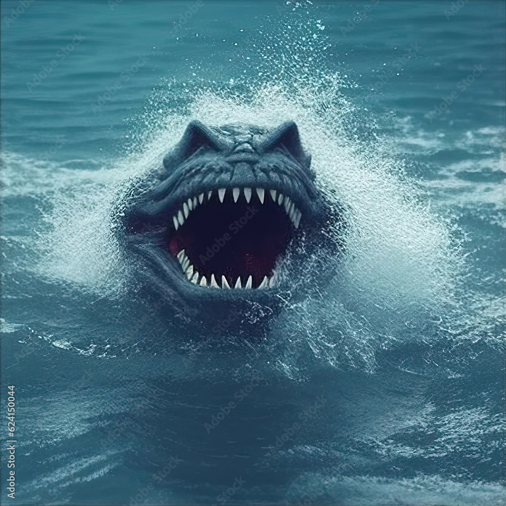 Giant sea monster, in the water terrifying alien from another world ...