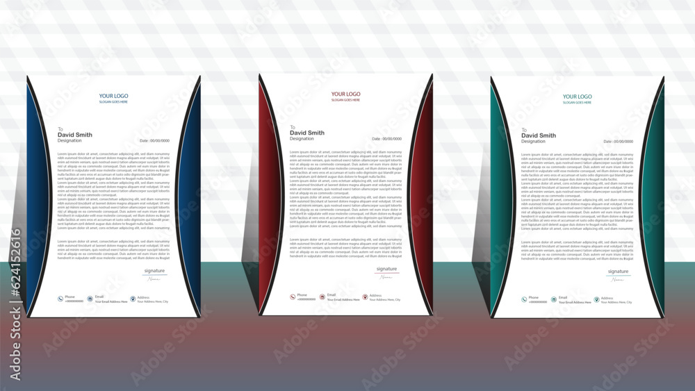 business letter head template. set of three letterhead. business ...