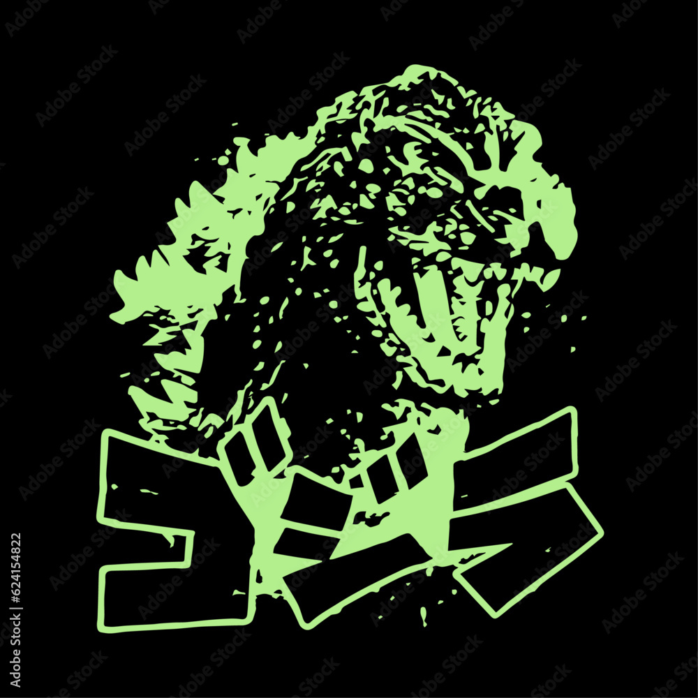 Vetor de Godzilla vector graphic T shirt design. Apparel clothing ...