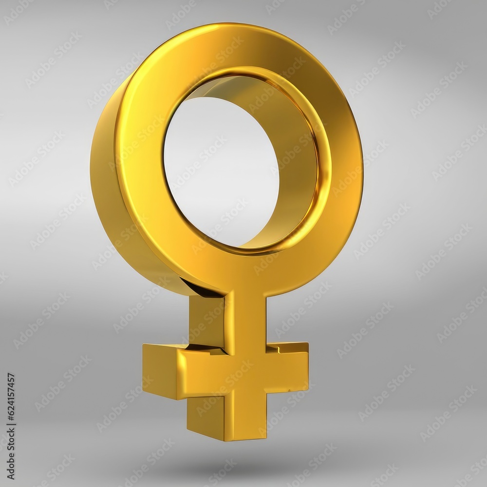 3d golden venus symbol, 3d golden female gender symbol isolated on ...
