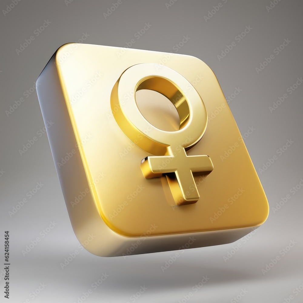 3d golden venus symbol, 3d golden female gender symbol isolated on ...