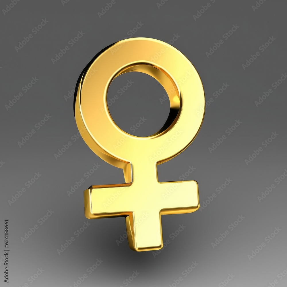 3d golden venus symbol, 3d golden female gender symbol isolated on ...
