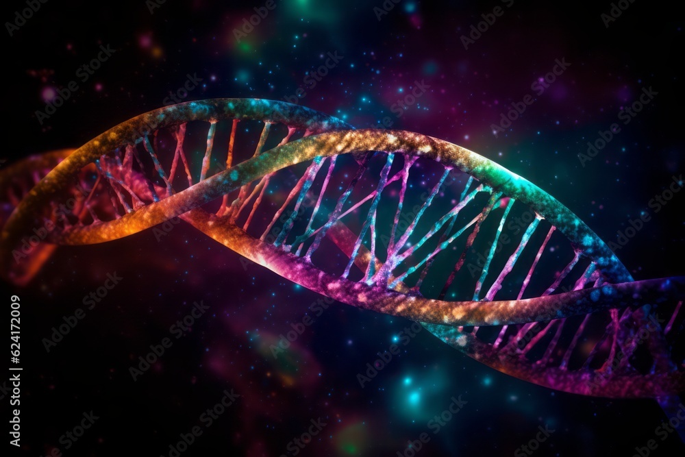 DNA strand, Spiral DNA Strand in a Vein Ambience, Illuminated by a ...