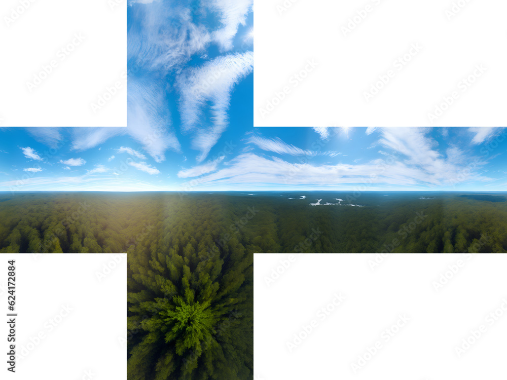 360 panoramic background cube map with white clouds in the blue sky ...
