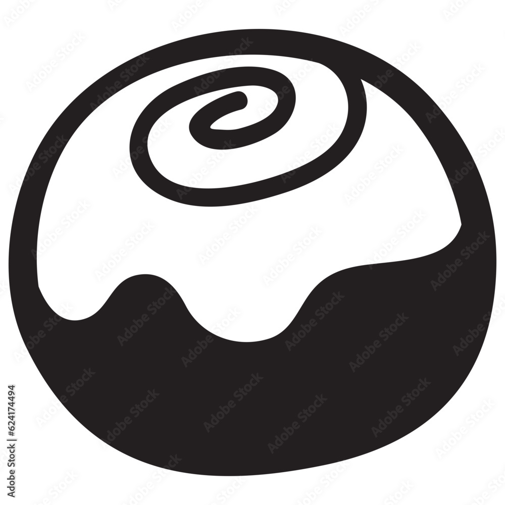 Black single cinnamon roll icon. Simple tasty food flat design ...