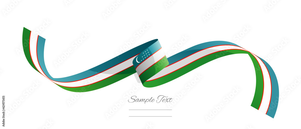 Uzbek flag ribbon vector illustration. Uzbekistan flag ribbon on ...