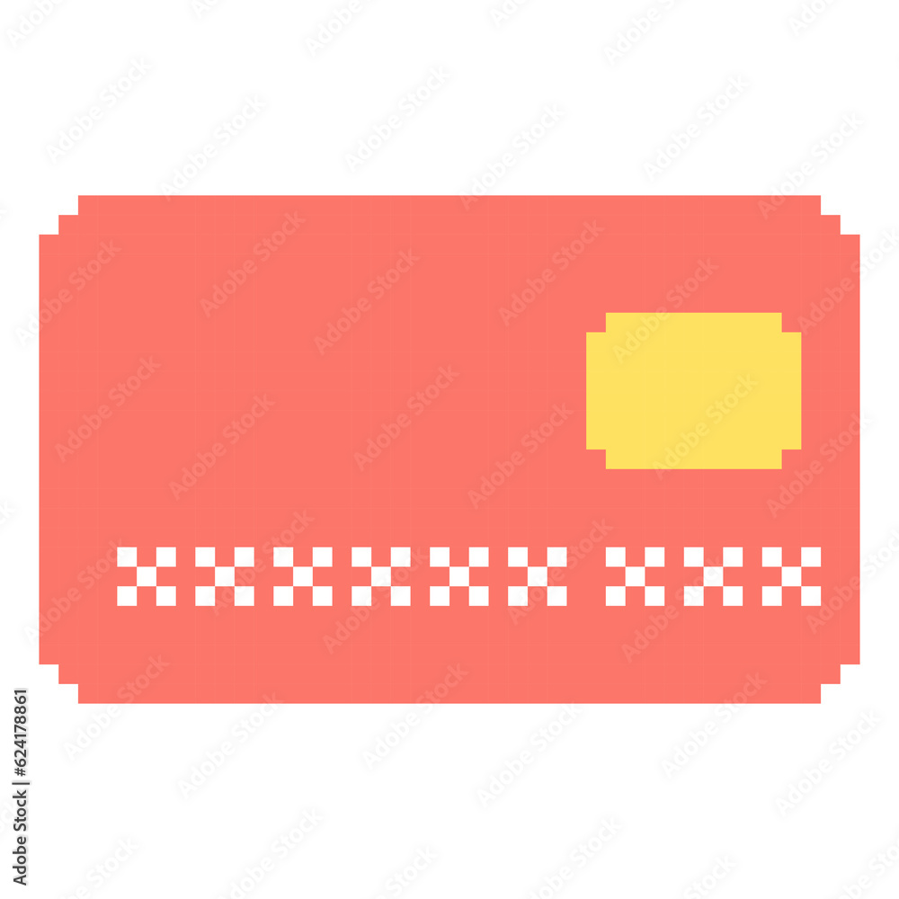 Pixel art secure credit card, buy safely vector icon for 8bit game on ...