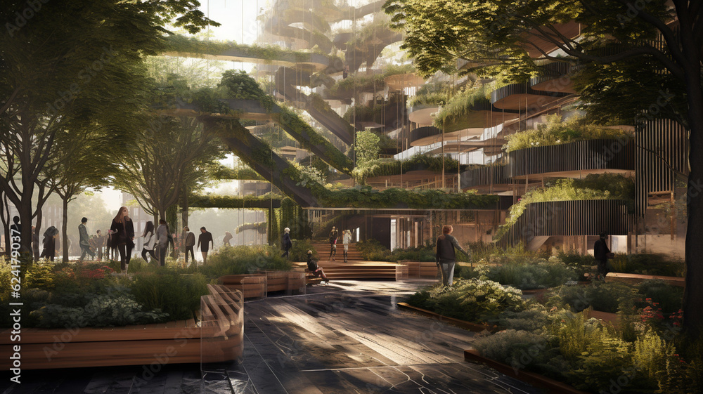 Biophilic urbanism concept, showcasing the integration of natural ...