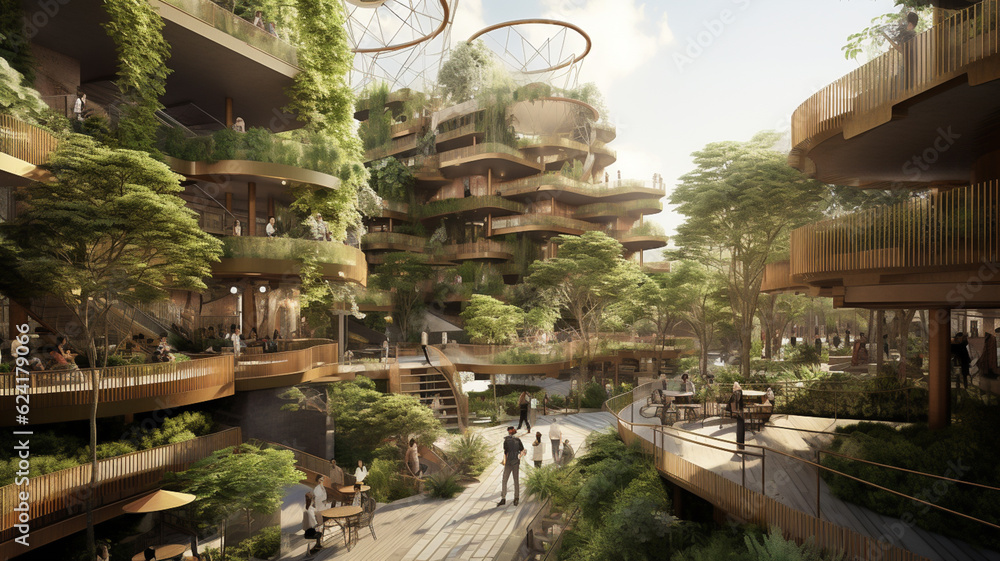 Biophilic urbanism concept, showcasing the integration of natural ...