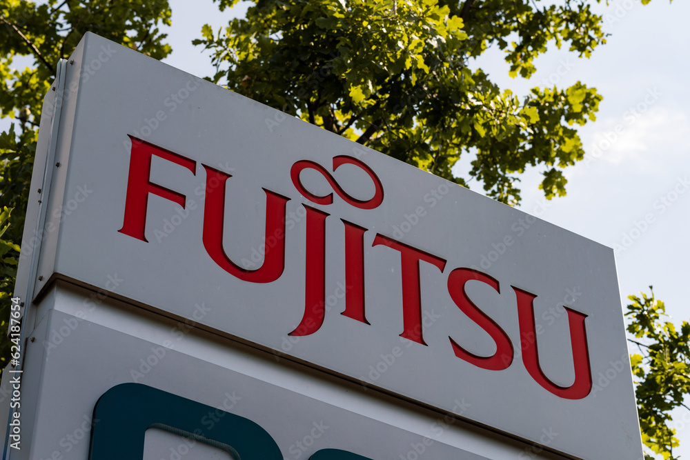 DRESDEN, GERMANY - 24. June 2023: Fujitsu logo sign of the Japanese ...