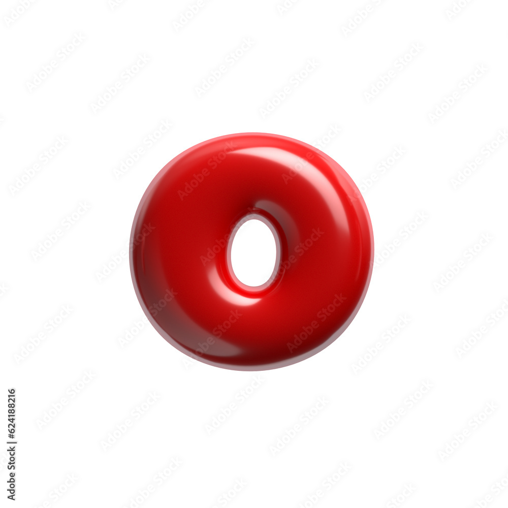 red cartoon letter O - Small 3d glossy font - Suitable for events ...