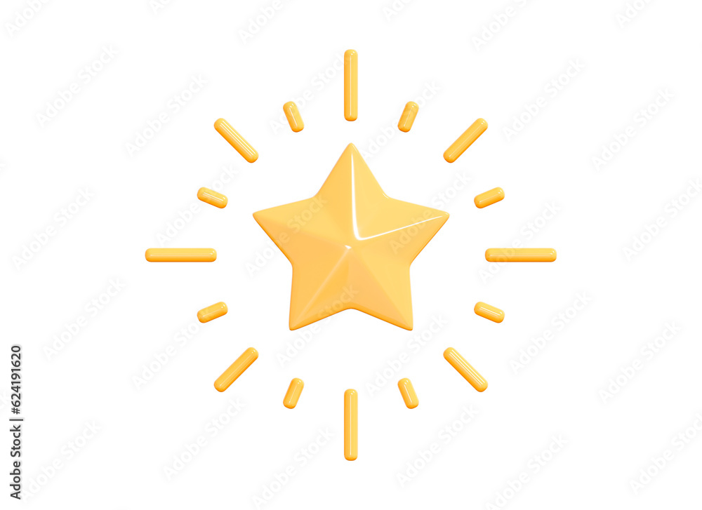 3D Gold star sparkle emoji. Cute fireworks element. Magic effect ...