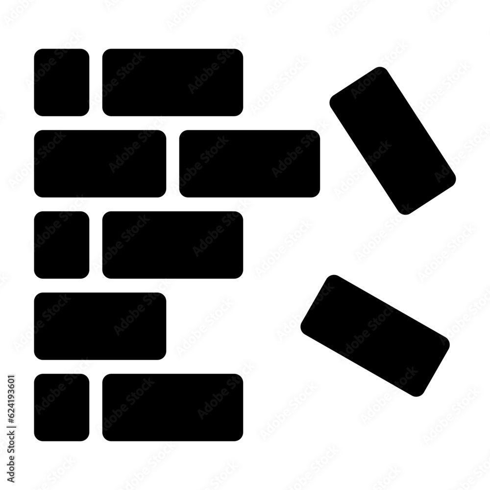 Black simple under construction icon, vector flat design unsafe ...