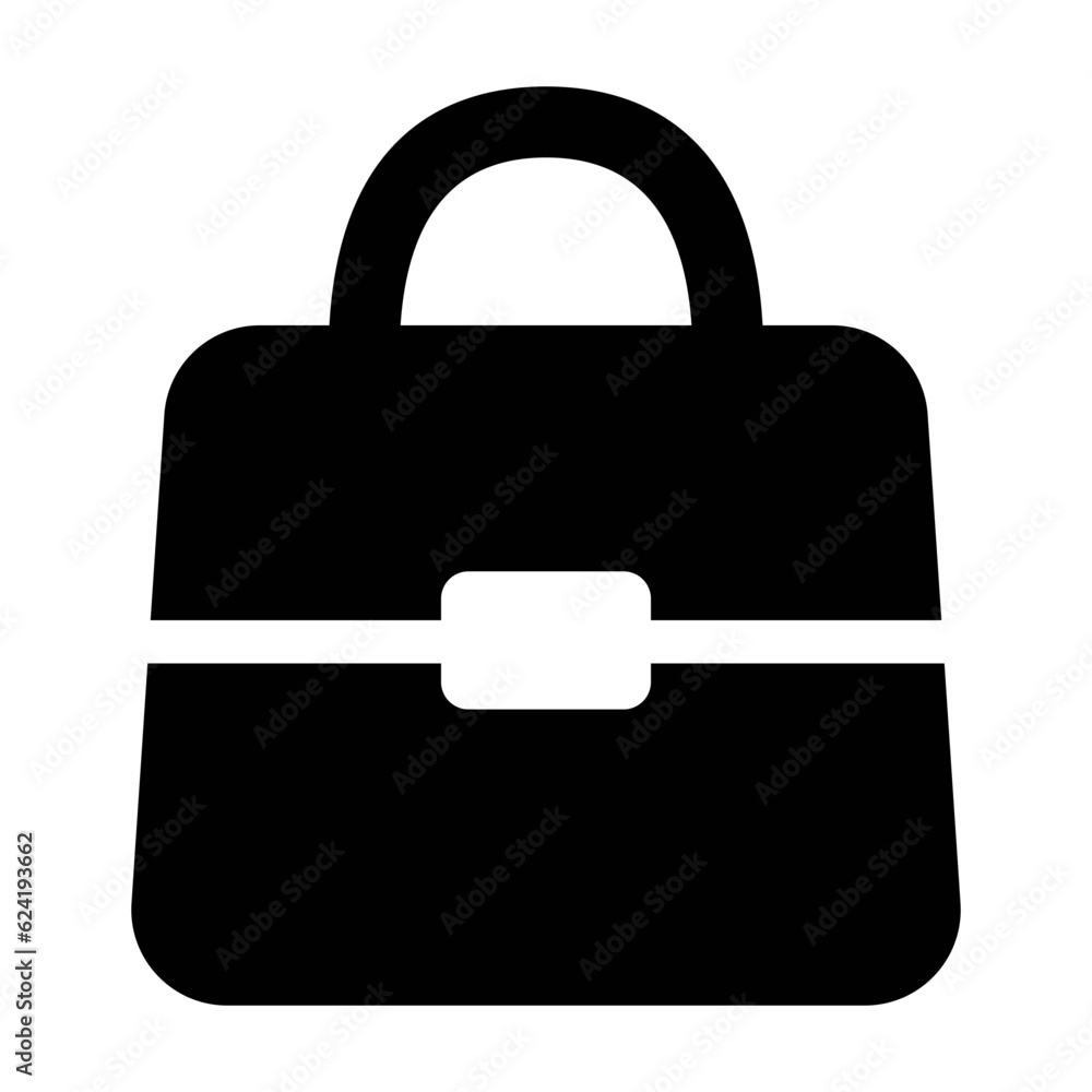 Single black luxury hand bag icon, simple hipster flat design vector ...