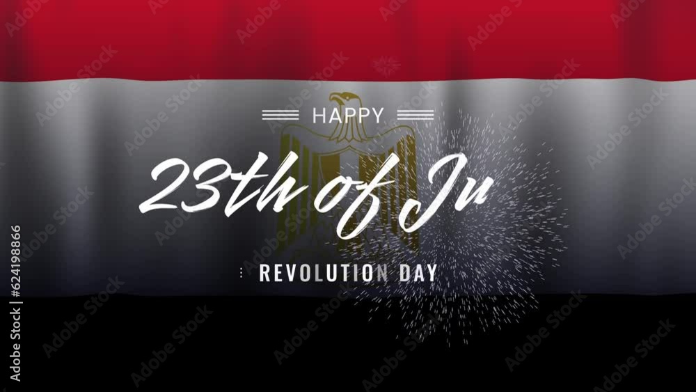 Revolution day celebration animation of egypt, text 23th july with ...