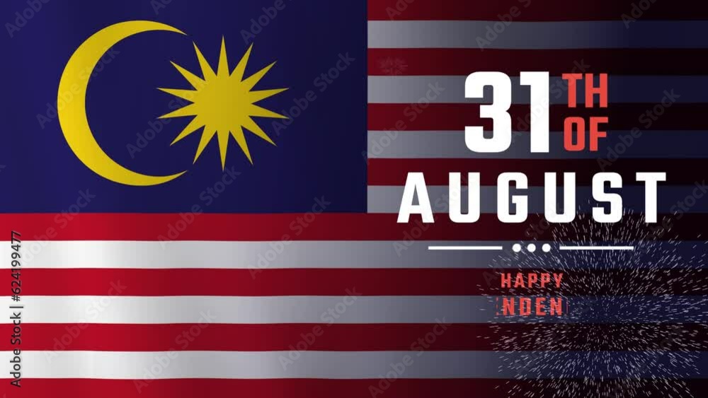 Independence day celebration animation of malaysia, text 31th august ...