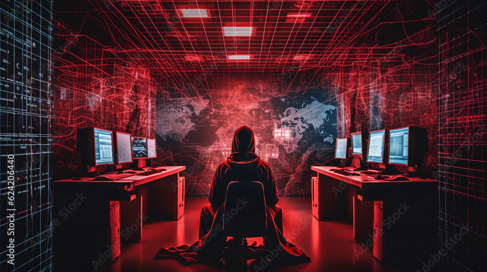 Hacker typing computer. Concept of cybercrime. Cyberattack. Dark web. ai generated ilustración ...