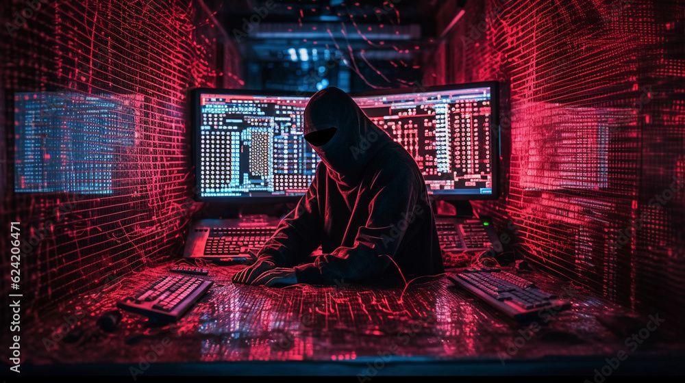 Hacker typing computer. Concept of cybercrime. Cyberattack. Dark web ...