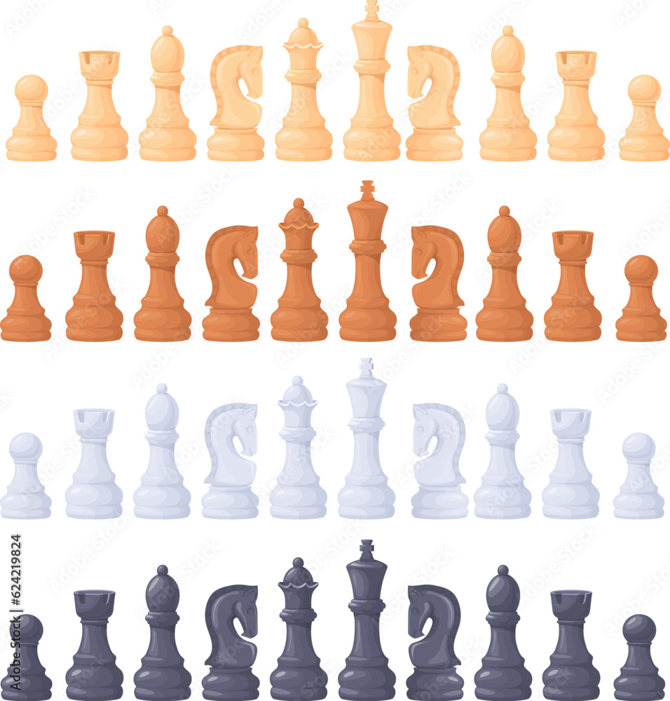Chessmen. Chess pieces for intelligence game on chessboard, checkmate ...