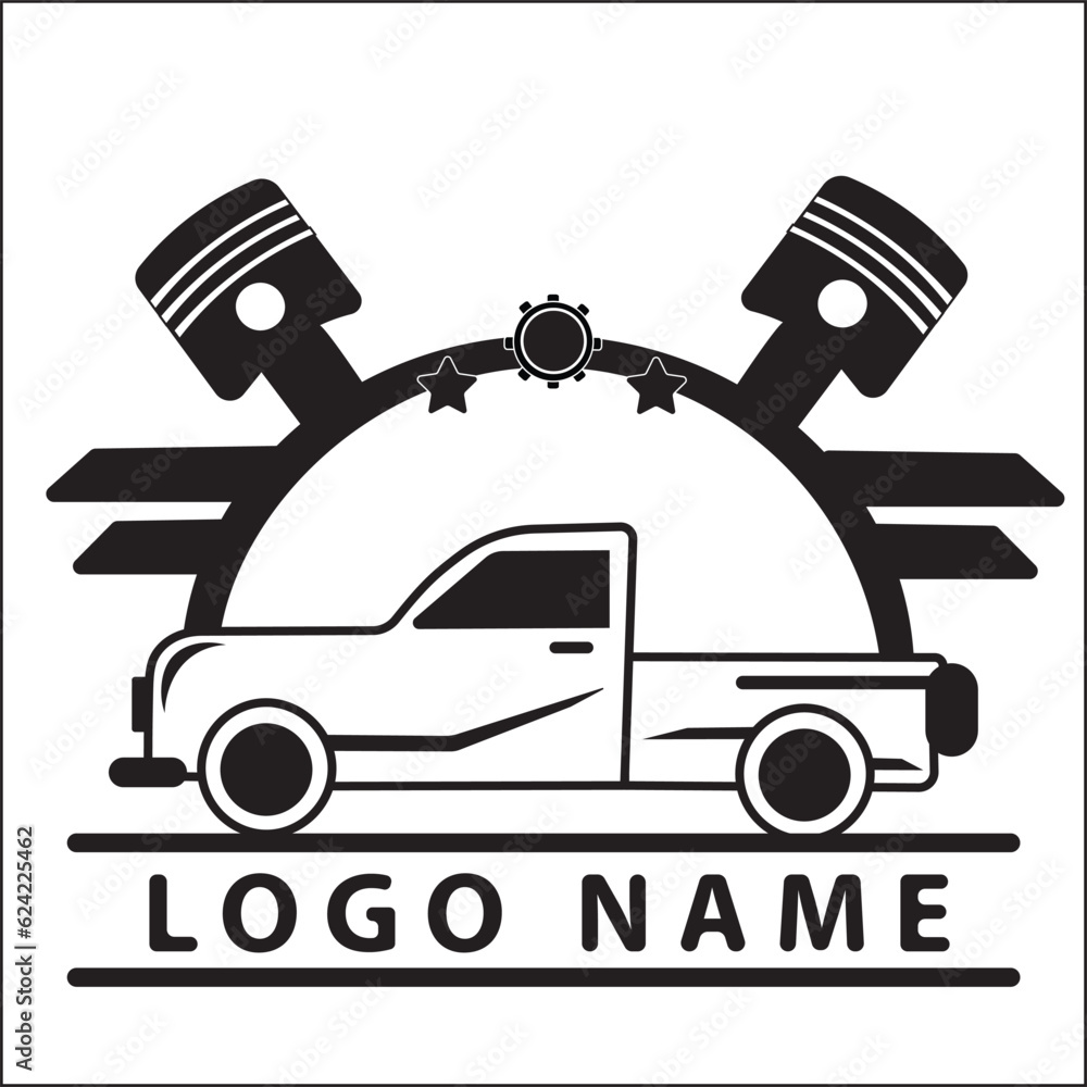automotive logo illustration vector design with freight car and for ...