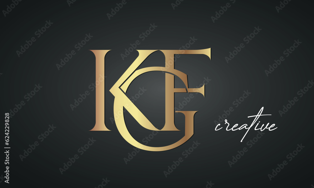 luxury letters KGF golden logo icon premium monogram, creative royal ...
