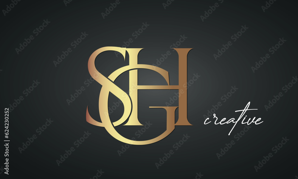 luxury letters SGH golden logo icon premium monogram, creative royal ...