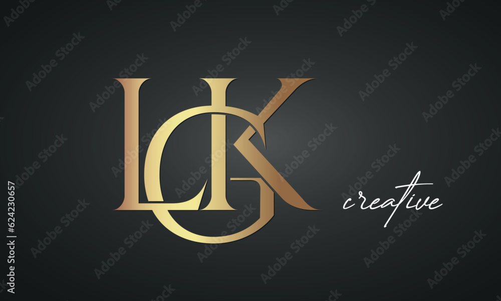 luxury letters LGK golden logo icon premium monogram, creative royal ...