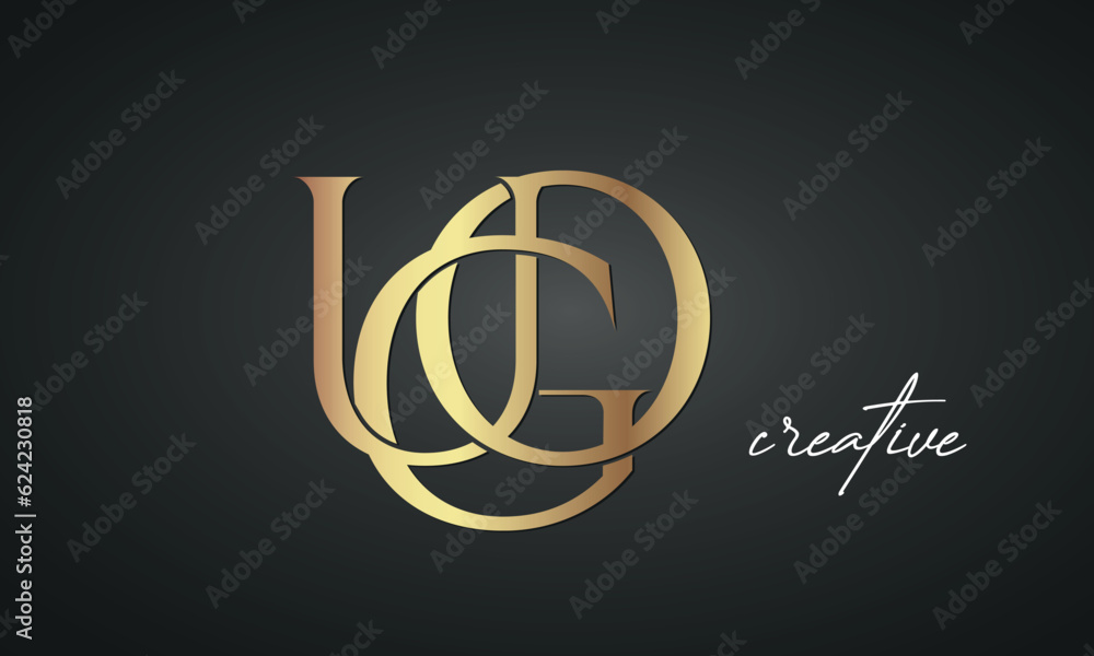 luxury letters UGO golden logo icon premium monogram, creative royal ...