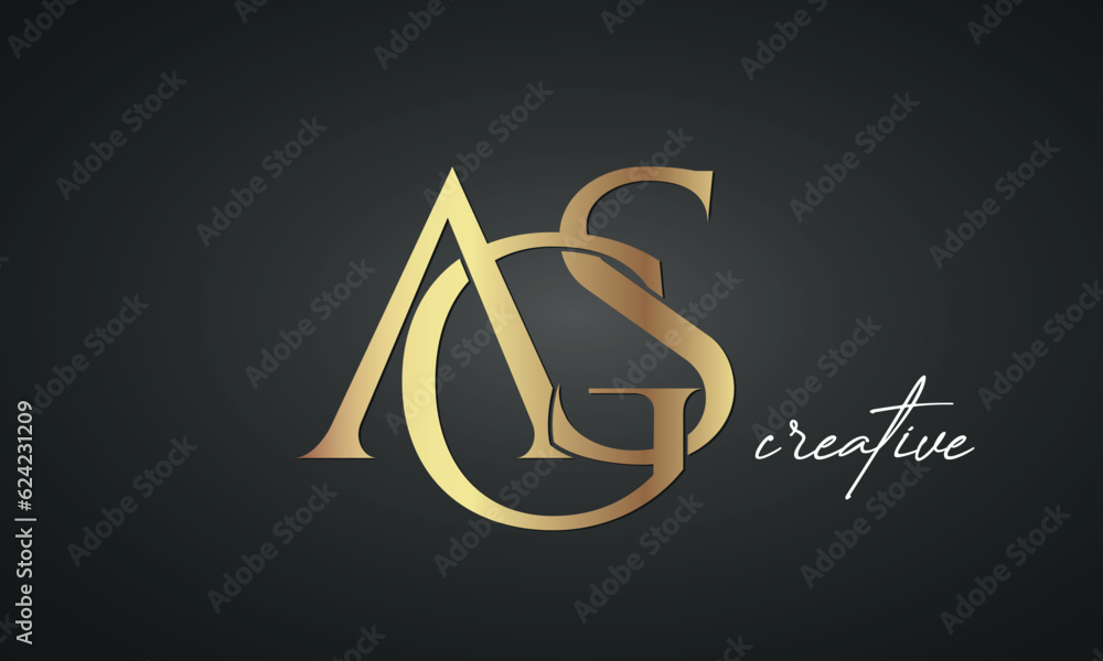 Vetor de luxury letters AGS golden logo icon premium monogram, creative ...