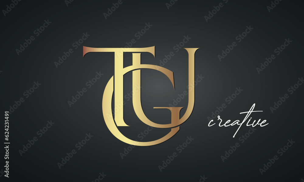 luxury letters TGU golden logo icon premium monogram, creative royal ...