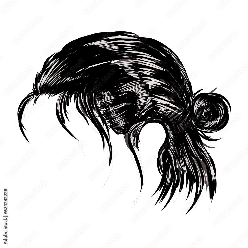 Illustrated design of a tied up hairstyle. Perfect for social media ...