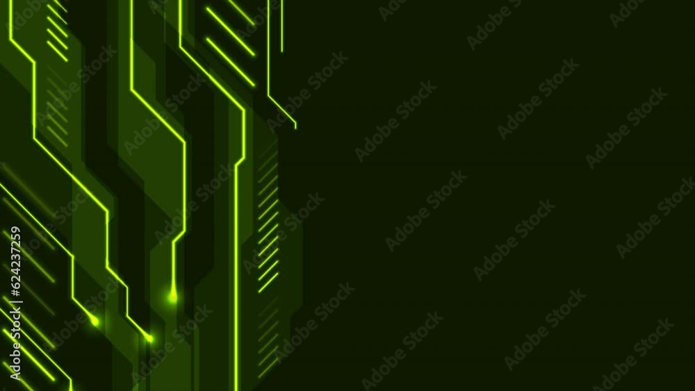 Abstract green neon technology background with circuit board lines ...