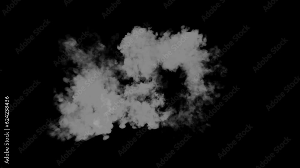 Violent explosion with short duration on black screen. Flame effect can ...