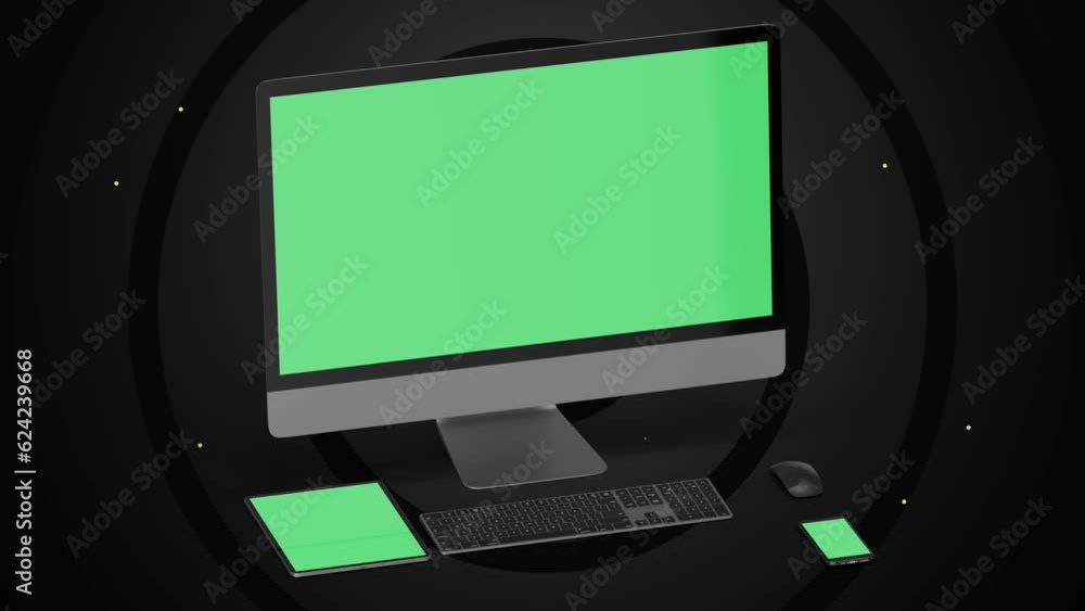MacBook isolated on green screen background. HD animation with MacBook ...