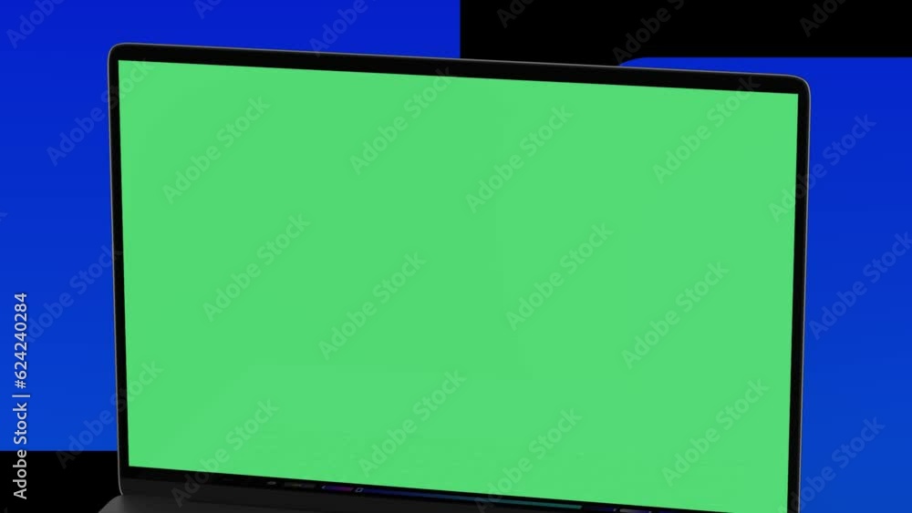 MacBook isolated on green screen background. HD animation with MacBook ...