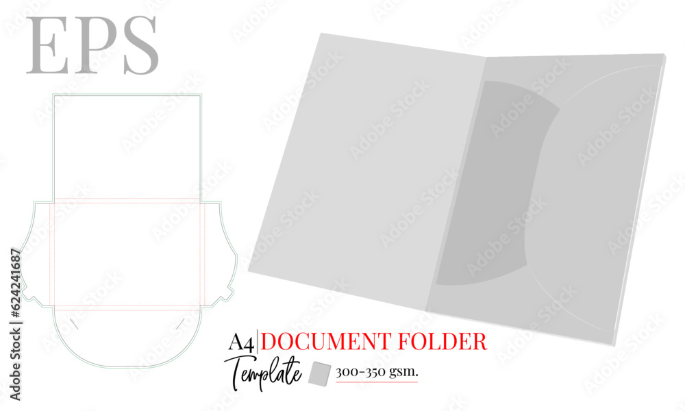 Document Folder Template A4. Vector with die cut, laser cut layers ...