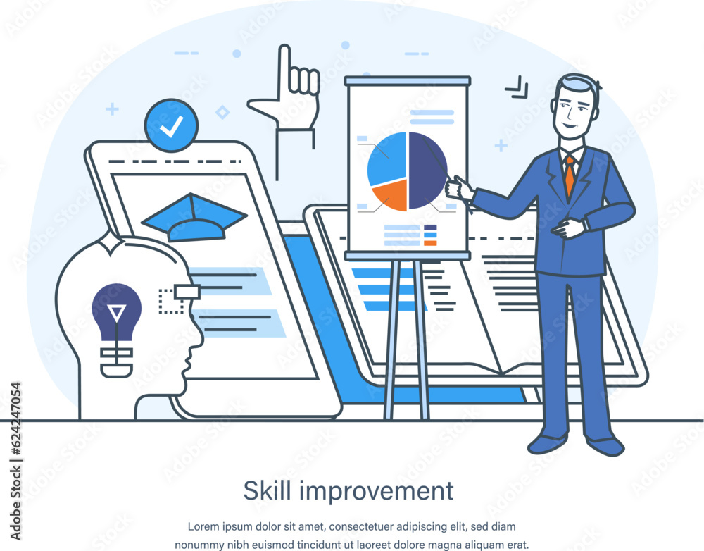 Vetor de Skill improvement, self learning, development, determination ...