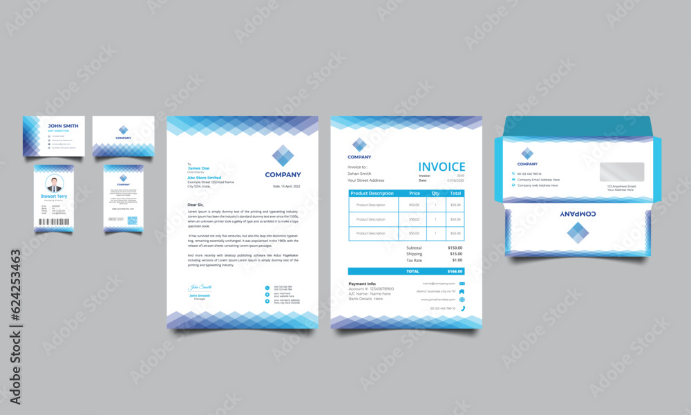 Corporate Brand Identity stationery template design. Business card, Id ...