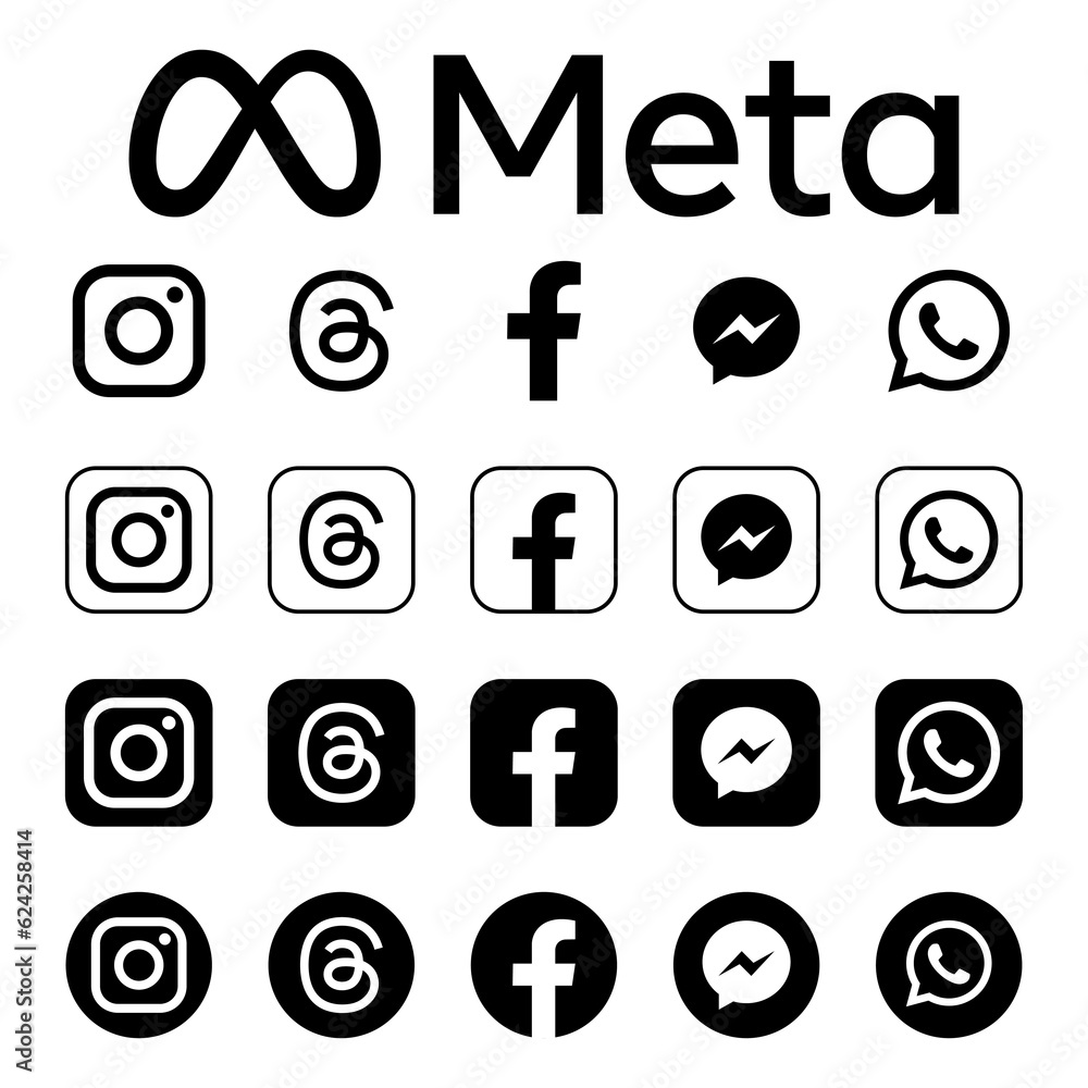 Meta social media apps set Facebook, Messenger, Instagram, WhatsApp and ...