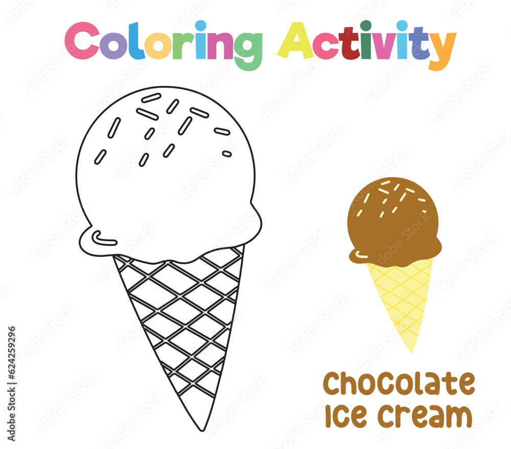 Coloring activity for children. Coloring ice cream. Educational ...