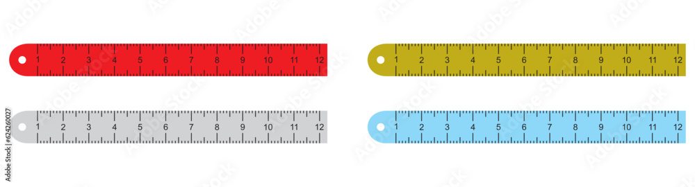 Inch and metric rulers. Centimeters and inches measuring scale cm ...