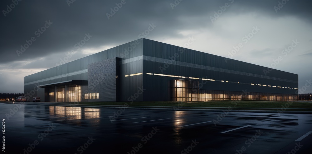 Realistic render of logistic business transport warehouse dock station ...
