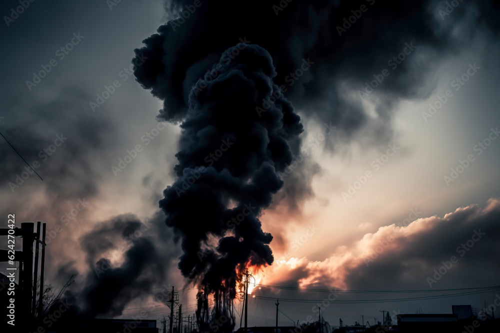 Ravaged Landscape: The Harrowing Beauty of a Black Smoke-Enveloped ...