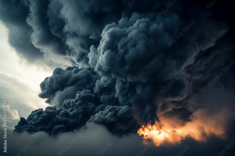 Ravaged Landscape: The Harrowing Beauty of a Black Smoke-Enveloped ...
