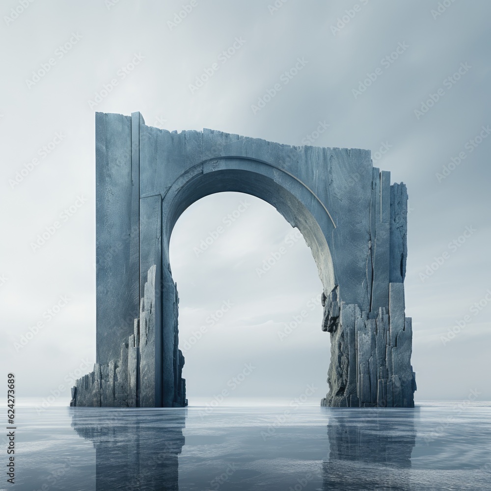 Arch in the ice surface. Giant nature arc sculptures. Abstract ...